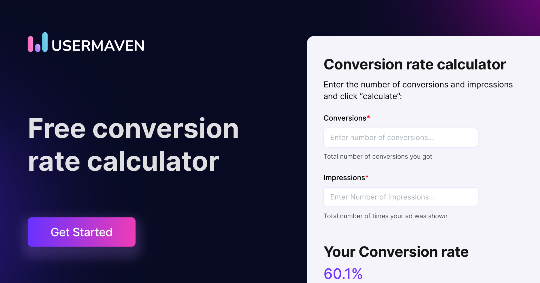 Free conversion rate calculator - Usermaven