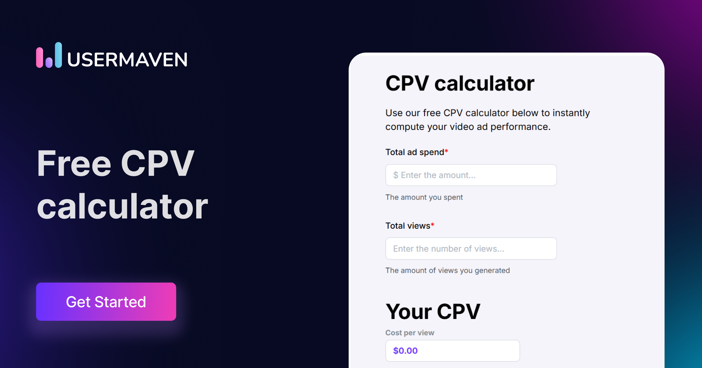 Free CPV calculator (cost per view)