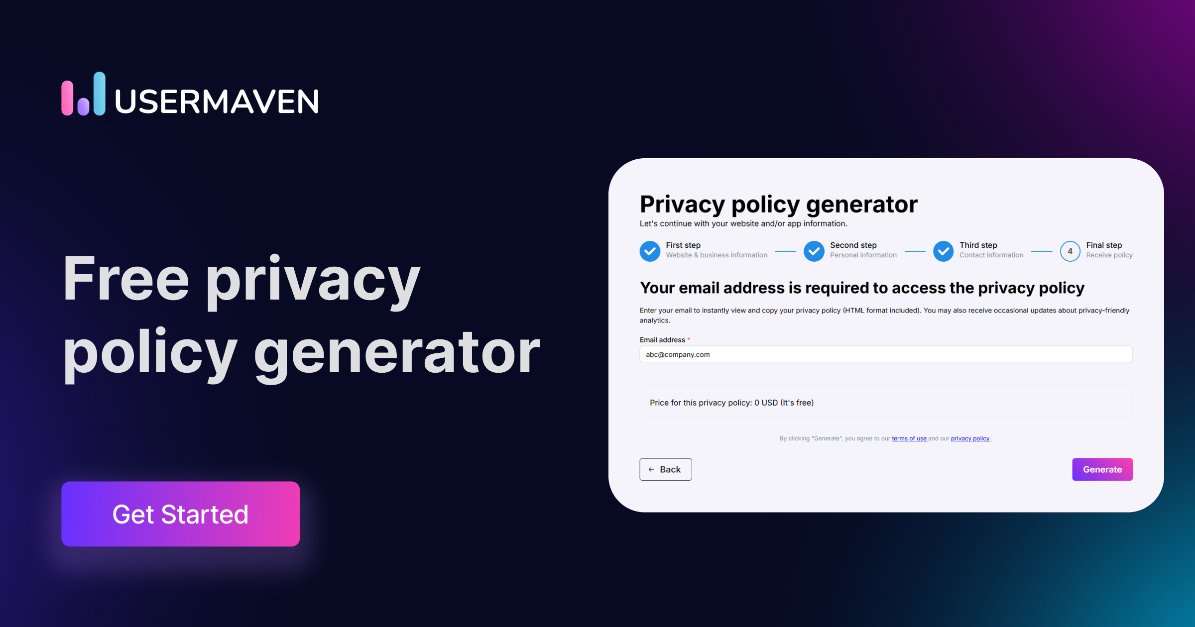 Free privacy policy generator for websites & apps