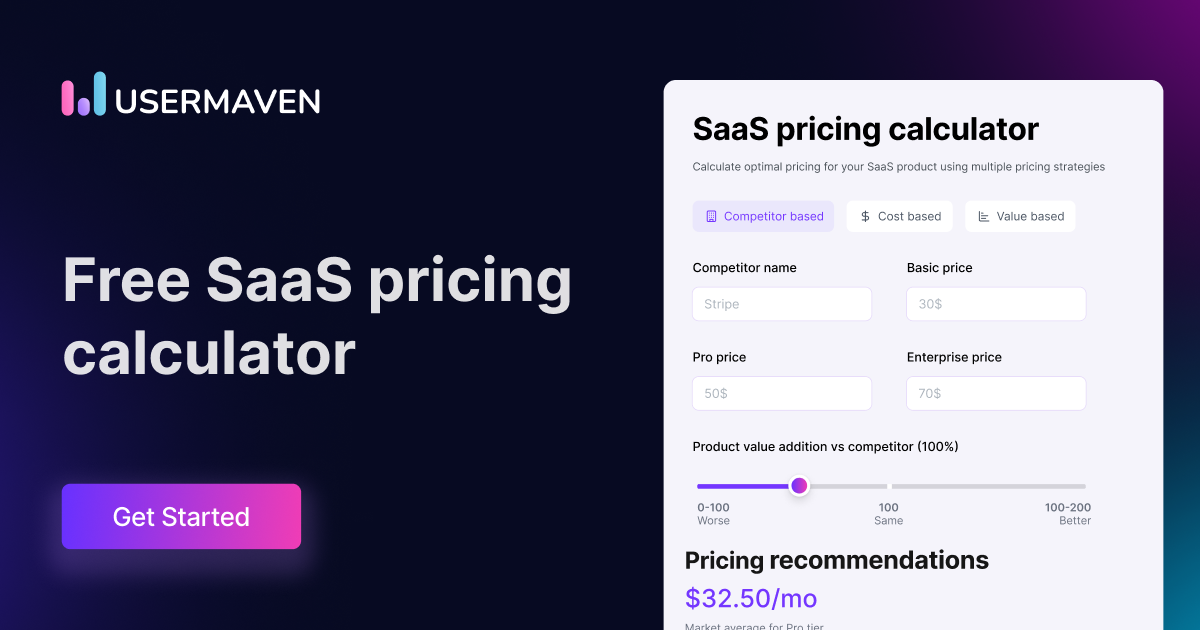 Free SaaS pricing calculator | Usermaven